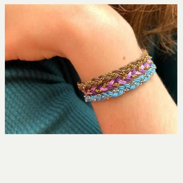 Tutoriel bracelet tressé chaîne et cordon, niveau débutant