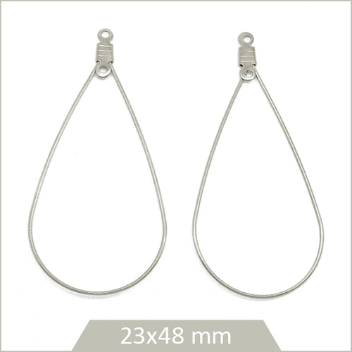 6 créoles gouttes en acier, apprêt de boucles d'oreilles